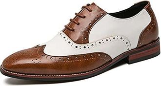 Generic11 Chaussures habill&eacute;es pour Hommes Brogue color&eacute; Coupe Basse Portable Respirant Chaussures en Cuir &agrave; Lacets Mode Bout Pointu Chaussures Oxford pour la f