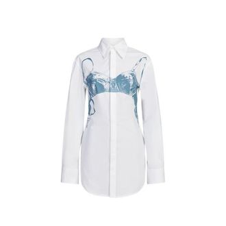 Jean Paul Gaultier Chemise cintr&eacute;e imprim&eacute; soutien-gorge en coton m&eacute;lang&eacute;