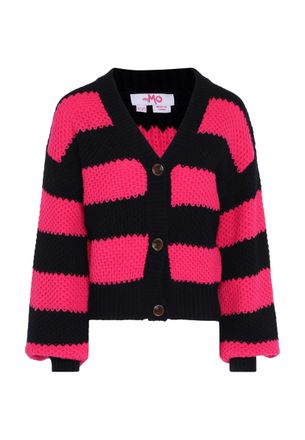 Mymo Strickjacke Damen schwarz rosa