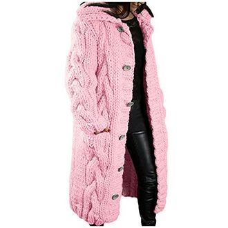 Generic Femme Hiver Cardigan Long Tricot Veste Ouvert &Eacute;pais Manches Longues Pull Gilet Chaud Capuche Manteau Sweater Chandail Outwear Sweat Automne/Hiver Chan