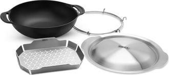 Weber Crafted Wok & Dampfgaraufsatz / 2-in-1 Edelstahl-Set zum Braten und D&auml;mpfen von Gem&uuml;se, Fleisch oder Fisch - Silber (7607)