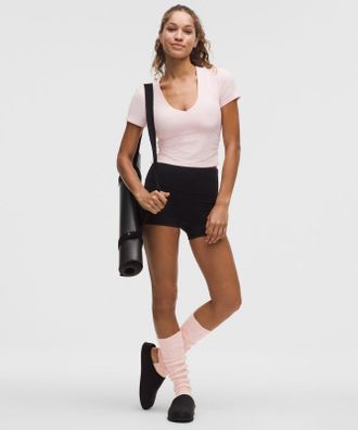 lululemon Wool-Blend Cable-Knit Leg Warmers - Gr&ouml;&szlig;e L/XL in Heathered Blissful Pink