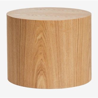 Sklum Runder Beistelltisch aus MDF und Eschenfurnier (&Oslash;50 cm) Lily Nat&uuml;rlich