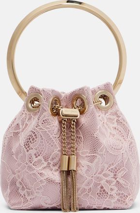 Jimmy Choo London Bucket Bag Bon Bon Micro aus Satin und Spitze