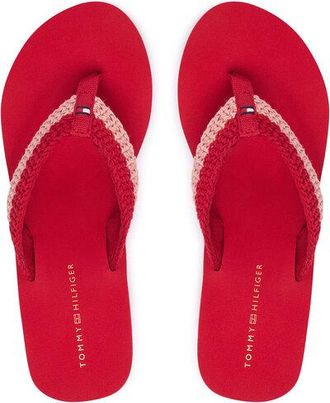 Tommy Hilfiger Zehentrenner Th Wedge Crochet Summer Sandal FW0FW09420 Rot