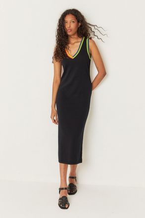SKFK Damen vegan Kleid Ihara Tr&auml;gerlos Schwarz
