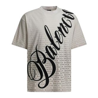 Balenciaga Big B T-Shirt mit Rundhalsausschnitt - - Tops - Herren - Wei&szlig; - S