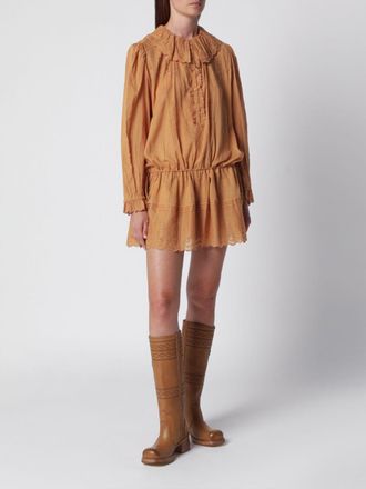 Isabel Marant Mini-robe chemise Lenora en coton &agrave; manches longues