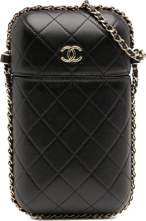 Chanel Hobo Bags - CC Quilted Lambskin Chain Around Phone Holder - Gr. unisize - in Schwarz - für Damen