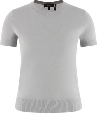 Theory Femme, Pulls, Gris, Taille: 36 FR Pull en Laine Mérinos Gris Argenté