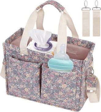 Generic Organisateur de poussette &agrave; couches - Sac &agrave; couches fourre-tout l&eacute;ger | Covvenient Organisateur de couches &agrave; motif floral classique, accessoires de vo