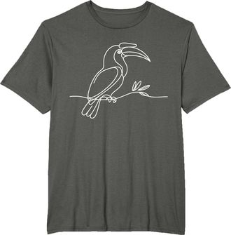 Jimbeels Line Art Bird & Ornithologist Nashorn Hornvogel T-Shirt