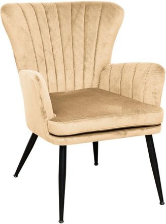 SVITA Sansa Sessel Wohnzimmer Cordbezug Polsterstuhl mit Armlehne Beige - Svita