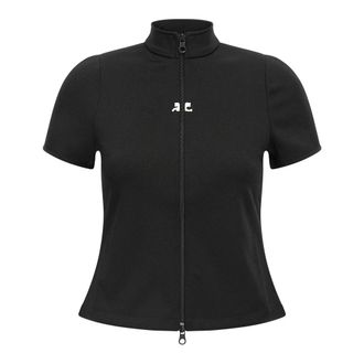 Courr&egrave;ges Interlock Zipped Top - - Tops - Damen - Schwarzk - XS