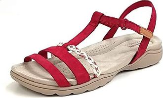 Clarks Femme Amanda Tealite Sandales de Sport, Red Nubuck, 37.5 EU