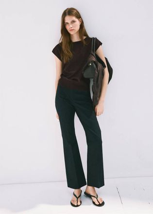 Mango Haut en maille col bateau chocolat - Femme - XXS - MANGO