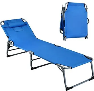 Giantex Chaise Longue Pliante avec Trou de Lecture, Transat Bain de Soleil Inclinable Ergonomie Oreiller Amovible 5 Positions R&eacute;glables, Transat de Jardin pou