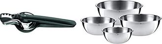 WMF Top Tools Zitronenpresse 8 cm, Zitruspresse manuell, Kunststoff & Gourmet Schüsselset 4-teilig, Edelstahl Schüsseln für die Küche 0,75l - 2,75l, Rührs
