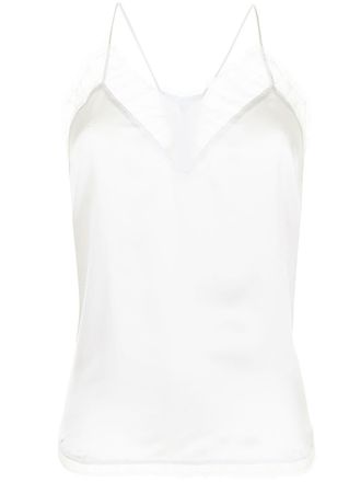 Iro haut en soie bordé de dentelle - Gris