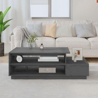 vidaXL Table basse Gris 120x50x40,5 cm Bois massif de pin Vidaxl