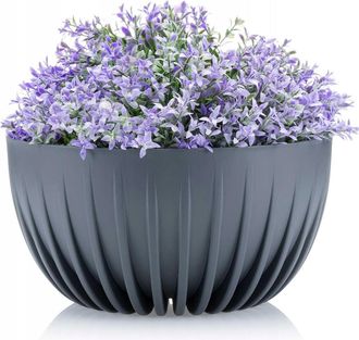 HowHomely Blumentopf Hoch 16 cm - Anthrazit Blumenübertopf - Langlebige und Leichte Übertopf 30 cm Durchmesser für Wohnzimmer oder Garten - Blumenkübel Wetterfe