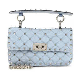 Valentino Garavani Femme, Sacs, Bleu, Taille: ONE Size Rockstud Spike Quilted Shoulder Bag