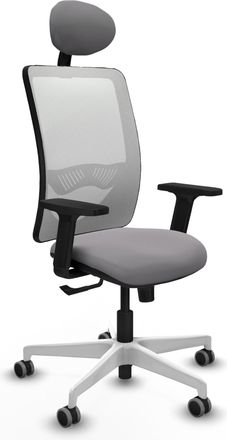 Piqueras y Crespo Schreibtischstuhl, wei&szlig; und grau, Zulema mit 2D-Armlehnen, h&ouml;henverstellbarer Lendenwirbelst&uuml;tze und festem Kopfteil, ausgestattet mit 3 Positionen un