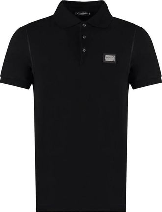 Dolce & Gabbana Homme, Tops, Noir, Taille: XL Polo avec Plaque Logo