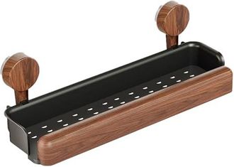 Generic Étagère de salle de bain compacte en noyer avec ventouse pour douche et cuisine, installation facile, solution de rangement peu encombrante pour salle