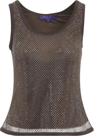 Ralph Lauren Femme, Tops, Brun, Taille: 38 FR Melony Embellished Mesh Tank Top