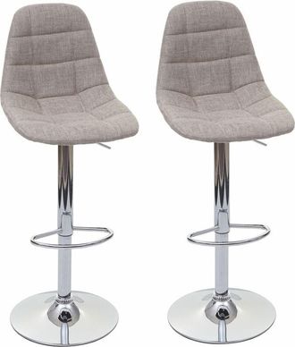 Hhg Neuwertig] 2er-Set Barhocker HHG 356, Barstuhl Tresenhocker, MVG-zertifiziert creme-grau, Textil