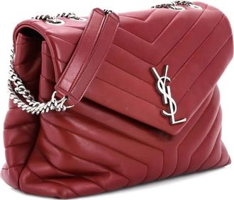 Saint Laurent Loulou Matelasse Chevron Leather Medium shoulder bag - Rot