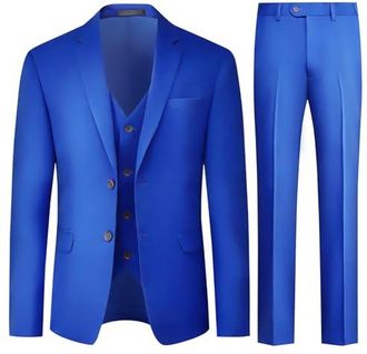 AlltheMen Costumes Hommes Mariage 3 Pièces 2 Boutons élastique Veste Formel daffaires Couleur Unie Bleu XXL
