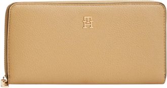 Tommy Hilfiger Portefeuille zipp&eacute; TH Icon - Femme - Accessoires - Beige - Taille: ONE Size