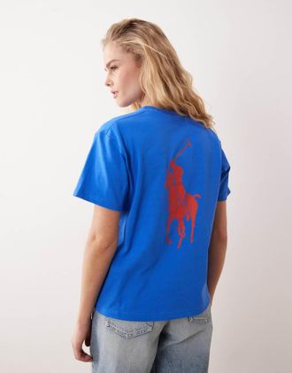 Polo Ralph Lauren T-shirt &eacute;pais avec grand logo embl&eacute;matique au dos - Bleu moyen