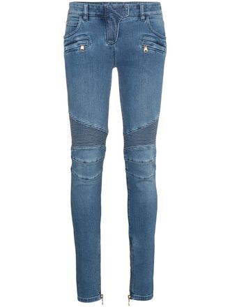 Balmain Moto Skinny-Jeans - Blau
