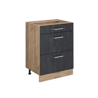 Vicco Meuble Cuisine R-Line, B&eacute;ton Noir, 60cm sans PT