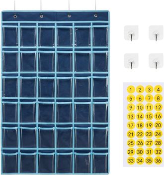 Generic Taschen-Grafik f&uuml;r Mobiltelefone - Telefonhalter zur Wandmontage mit 36 transparenten Taschen, Nummernaufkleber inklusive | Bibliotheken f&uuml;r die Klass