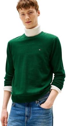 Tommy Hilfiger Pull Homme Essential Cotton avec Col Ras-du-Cou, Vert (Ornamental Green Heather), XXL