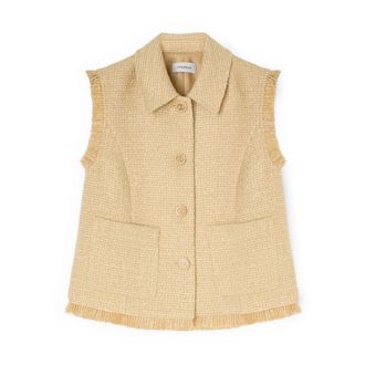 Motivi Boucl&eacute;-Weste mit Fransen - - Jackets - Damen - Gelb - 2XL