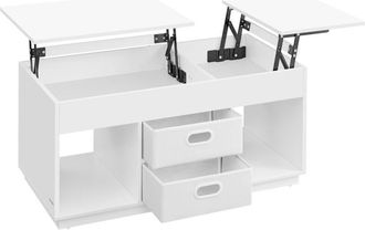 Vasagle Vasagle - Table Basse, Table de Salon Relevable avec 2 Tiroirs et Compartiments Cachés, Compartiments Ouverts, pour Salon, Bureau à Domicile, Marron