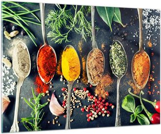Arttor Bilder auf Glas 100x70cm Glasbild Gew&uuml;rze Kr&auml;uter K&uuml;che Gro&szlig; Wanddeko Bild im Glas Schlafzimmer K&uuml;che Deko Wandbilder Dekoration Wohnzimmer Modern Wal