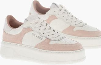 Woolrich Hammered Leather Low-Top Sneakers With Suede Details size 37