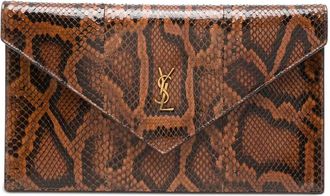 Saint Laurent Cassandre Snake-effect Leather Clutch Bag