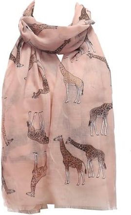 GFM Foulard imprim&eacute; girafe - &Eacute;charpe toutes saisons, Gf-81-glb-rose, L