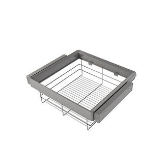 Emuca Kit tiroir en fil métallique et rack ajustable Quartz pour armoires, glissières extension totale et à fermeture douce, Module 60cm, Finition Titane
