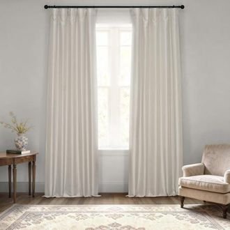 Half Price Drapes HPD Vorhang aus Kunstseide, strukturiert, Vintage-Stil, 127 x 274 cm (1 Panel), PDCH-KBS21-108, Nebelgrau, Polyester-Mischung, Mist Grey, 50 W x 108 L