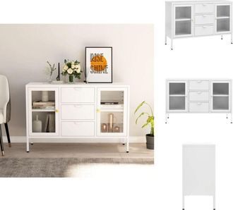 vidaXL Sideboard Wei&szlig; 105x35x70 cm Stahl und Hartglas - Schreibtisch - Wohnzimmerm&ouml;bel - Sideboard - Regal - Aufbewahrung
