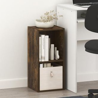Furinno Fulda B&uuml;cherregal, 2-st&ouml;ckiges schmales B&uuml;cherregal, Regal mit 10-Zoll breitem Stauraum, 23,6(T) x 25,0(B) x 53,8(H) cm, f&uuml;r Wohnzimmer, Schlafzimmer,
