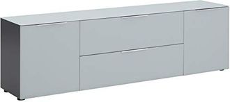 Maja Möbel Trend Lowboard, Holzwerkstoff melaminharzbeschichtet, anthrazit-Glas seidengrau matt, 180,4 x 53,9 x 40,0 cm